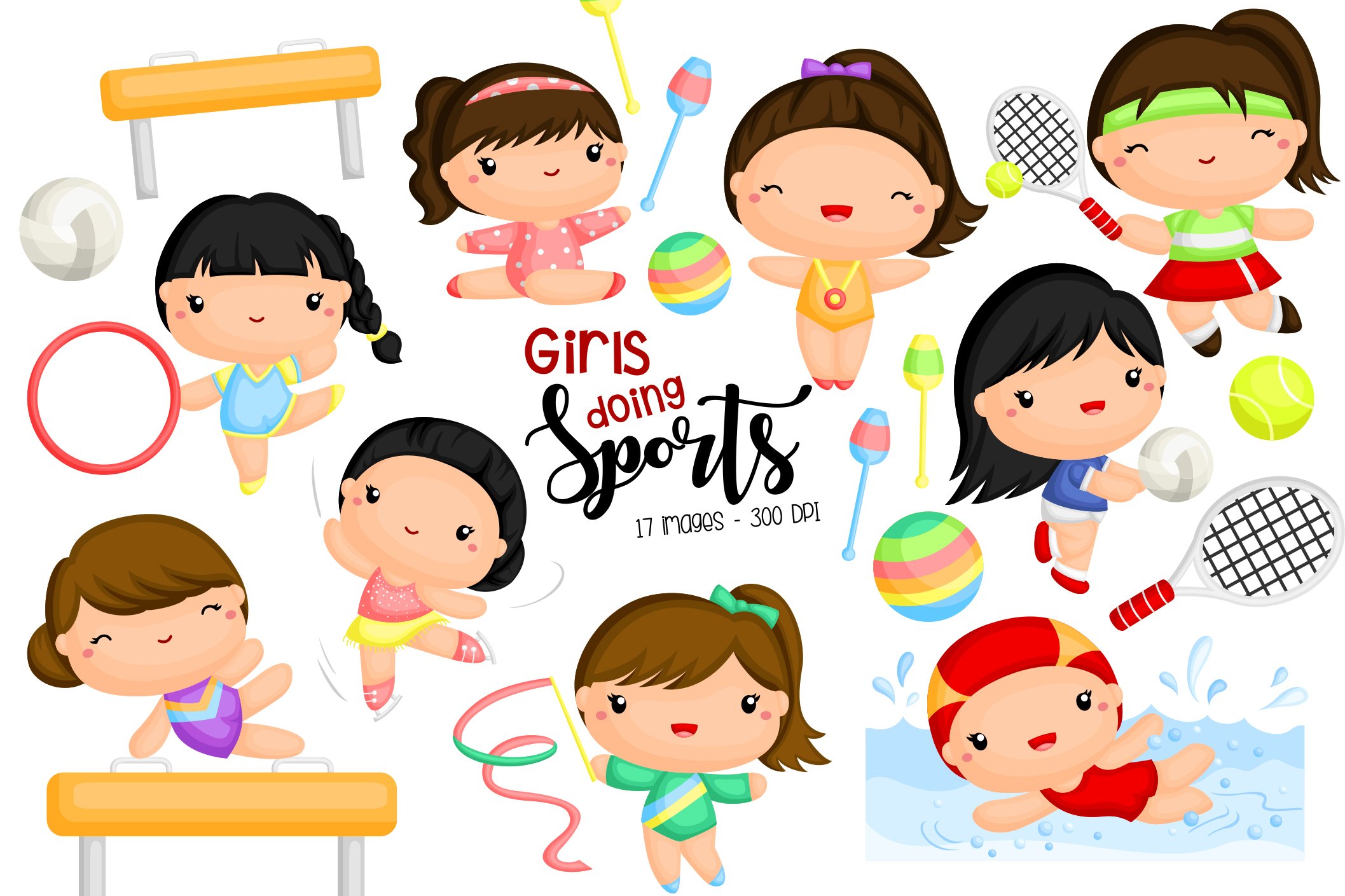 Girl Sports Clipart - Healthy Exercise Clip Art (1858641) | Clipart ...