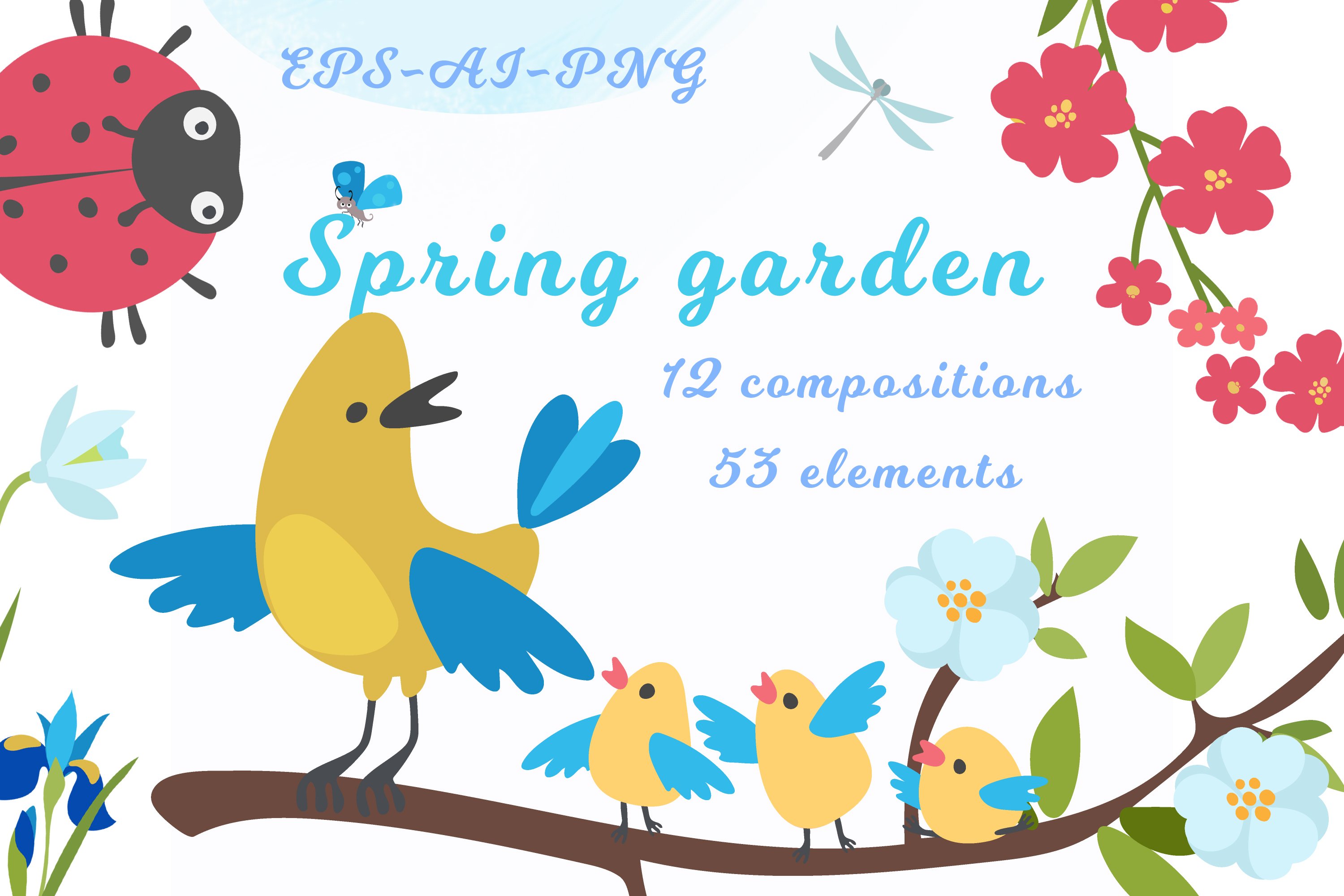 Spring Garden Clipart Set (1255203) | Illustrations | Design Bundles