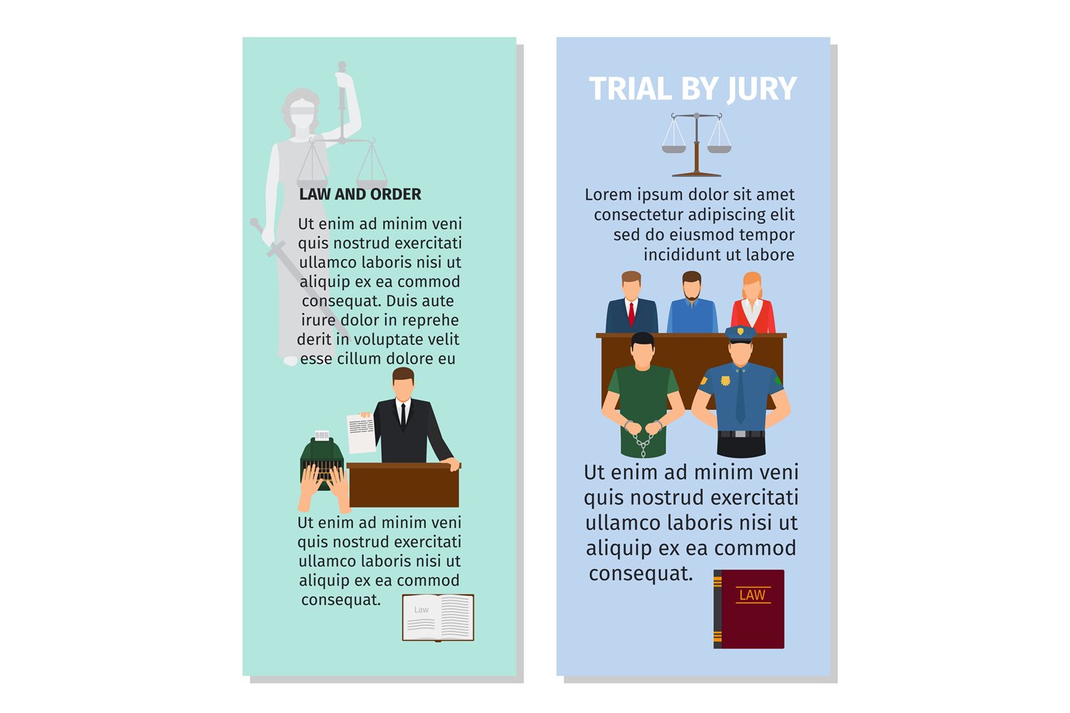 Jury and order concept flyers design (860003) | Illustrations | Design ...