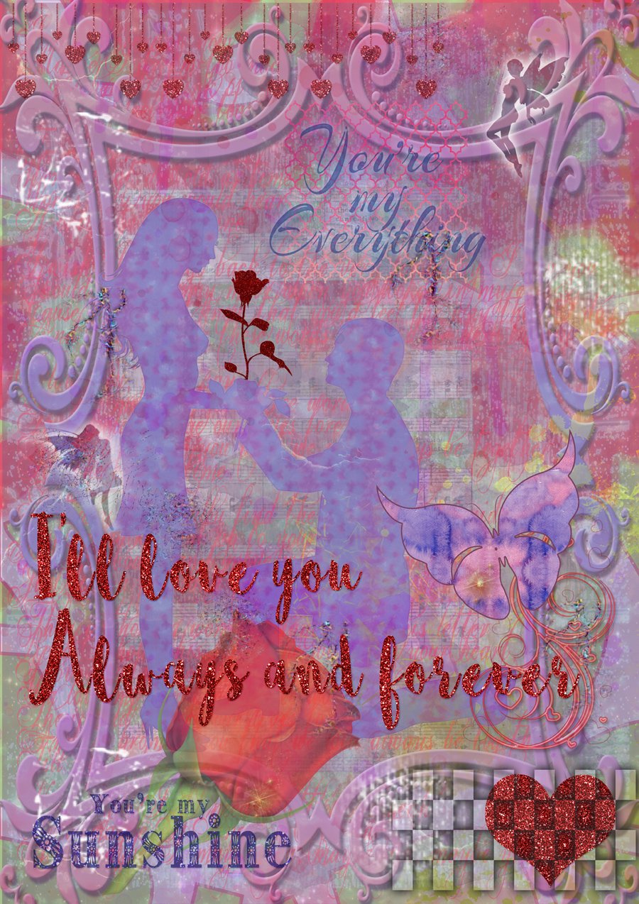 Love - Digital mixed media (76176) | Illustrations | Design Bundles