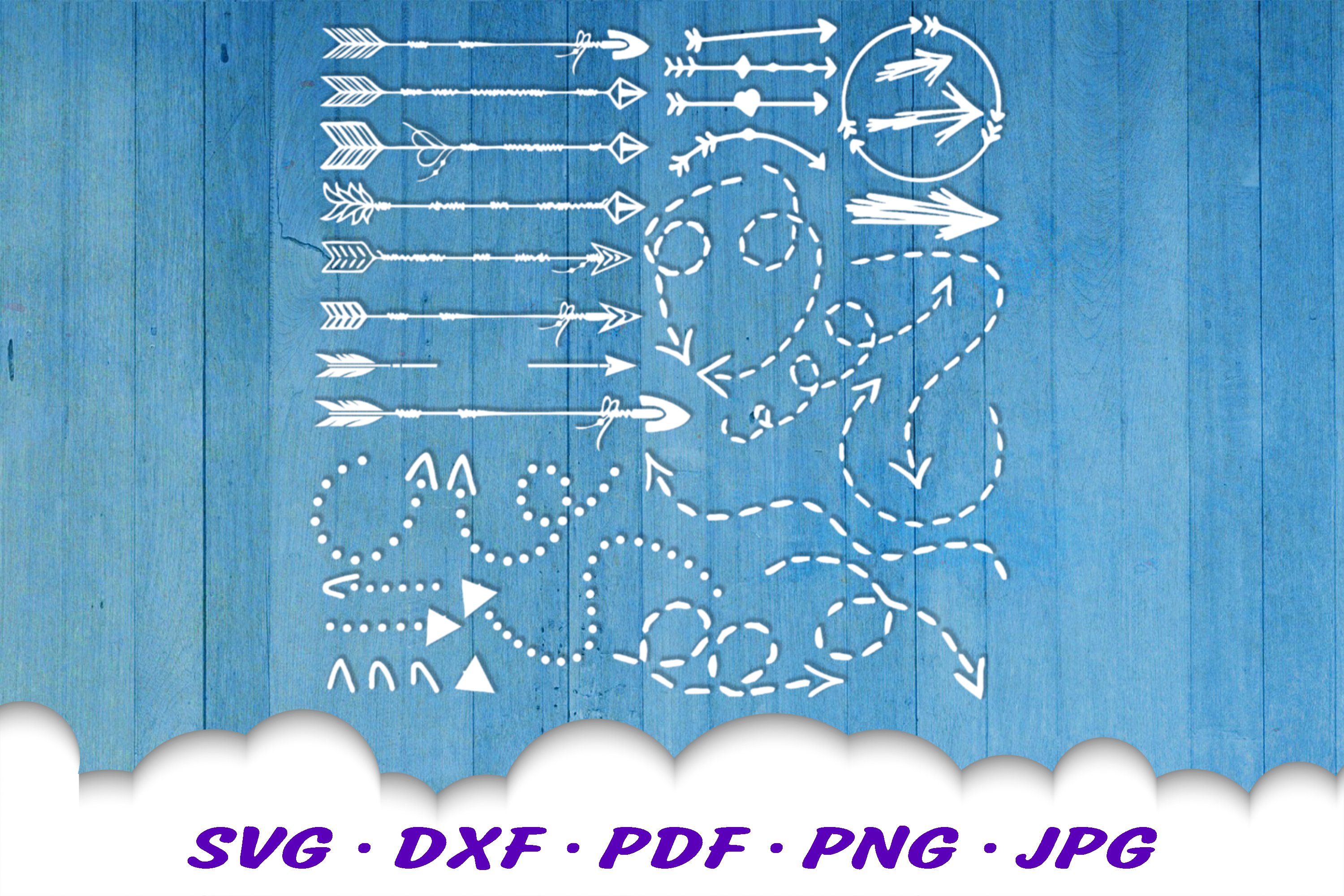 Arrow Dotted Dashed Hand Drawn SVG DXF Cut Files Bundle (545666) | Cut ...