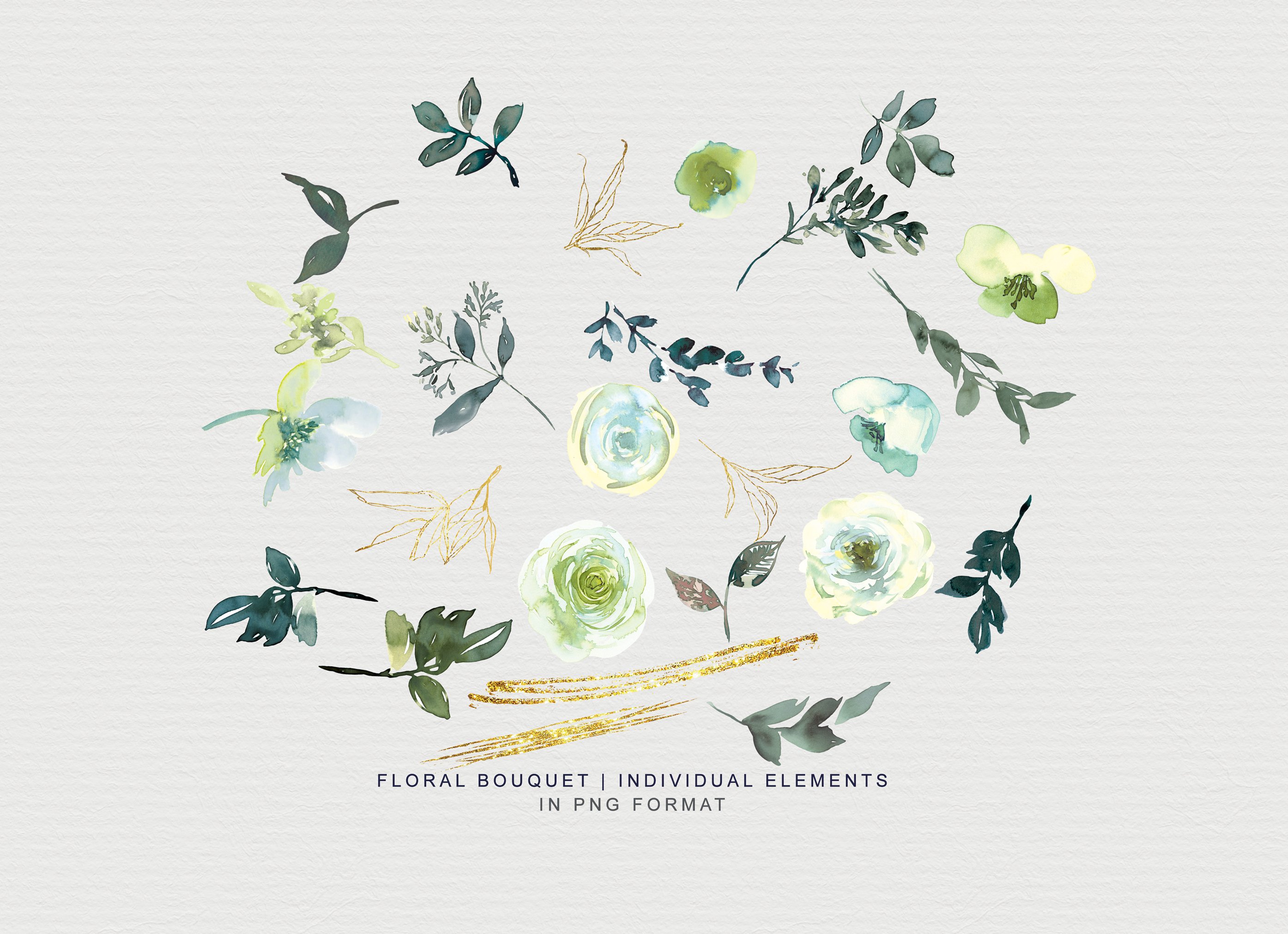Watercolor Turquoise & June Bud Clipart (354746) | Illustrations ...