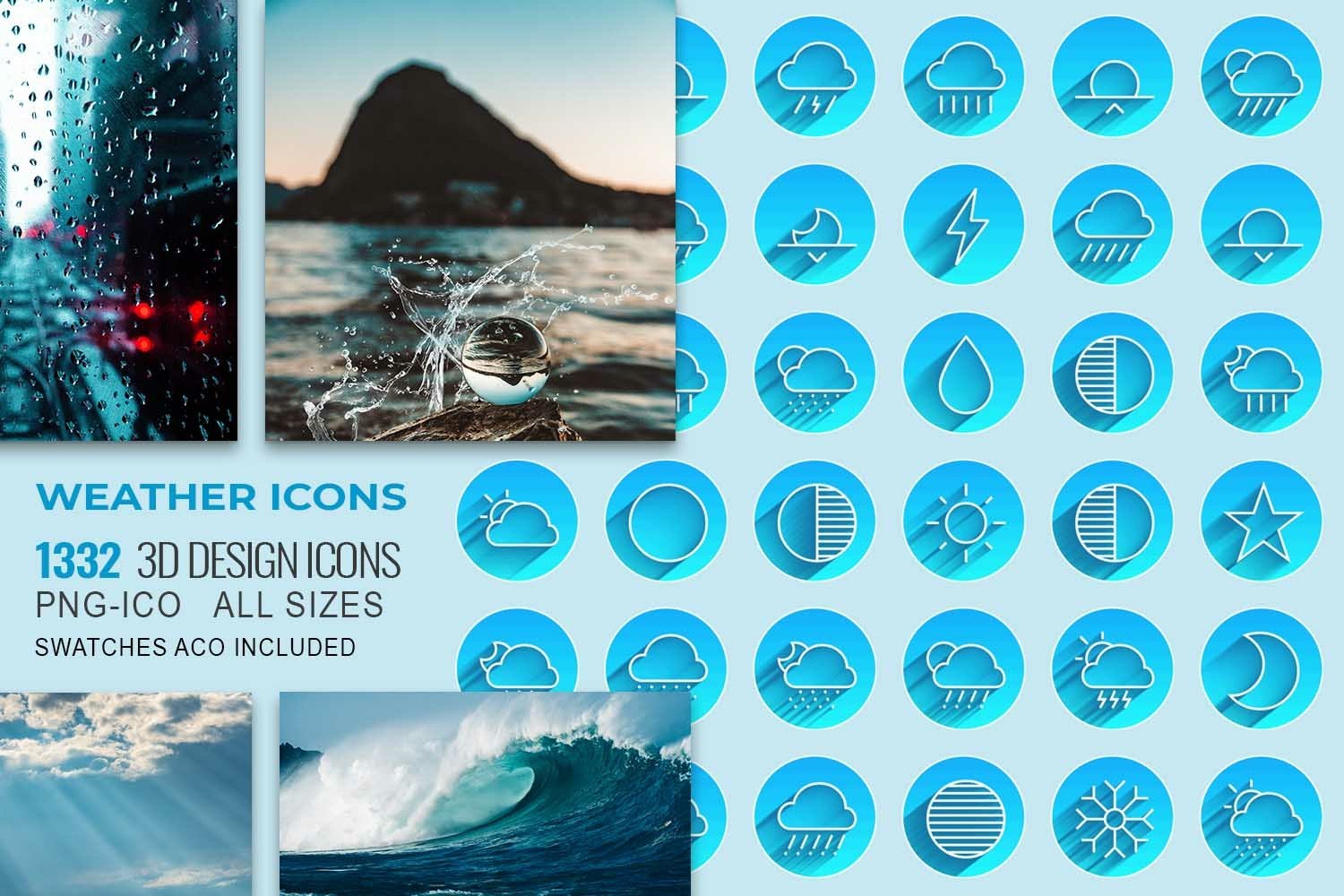 1332 Weather Icons Pack PNG-ICO (1434717) | Icons | Design Bundles