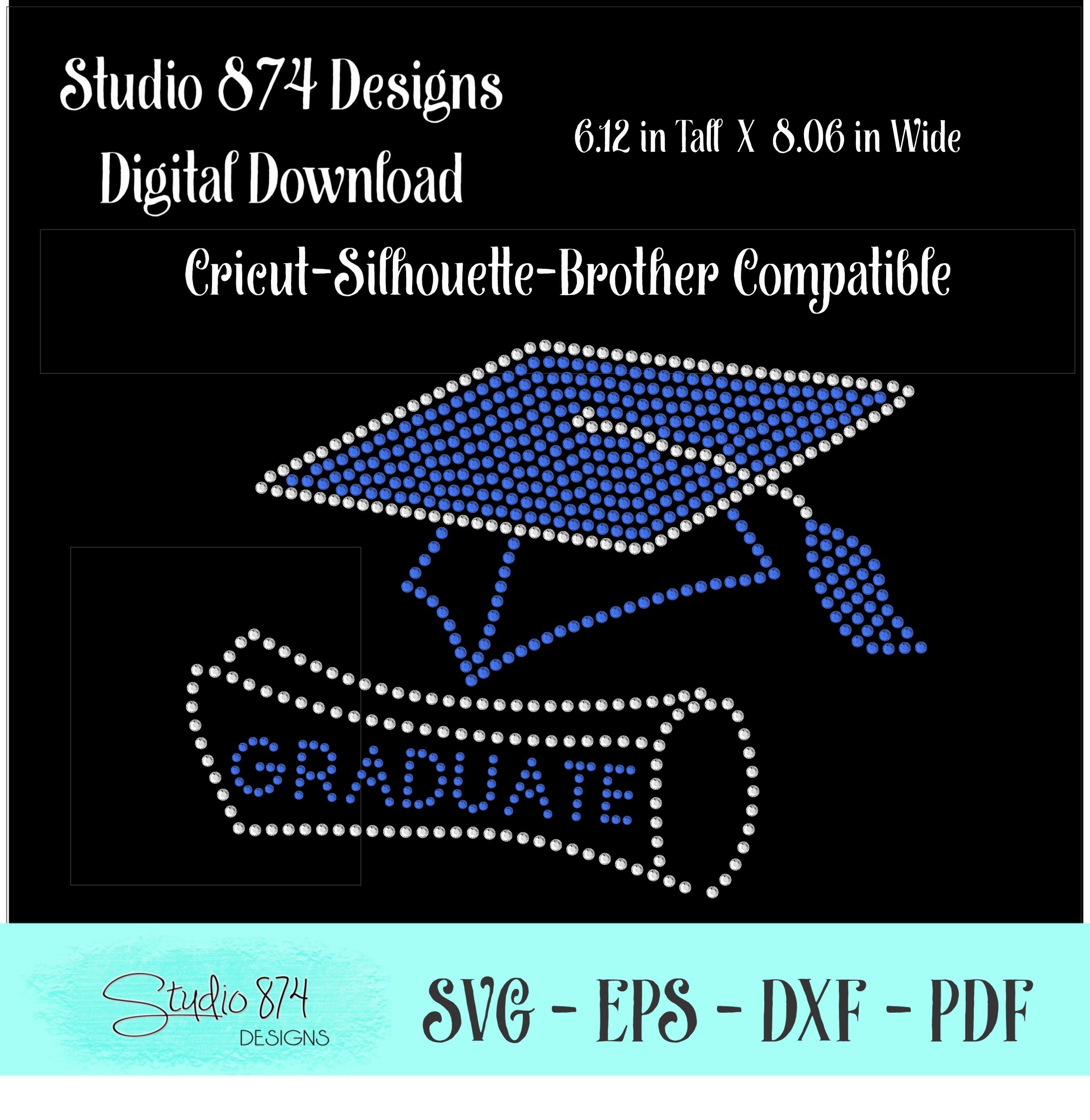 Graduate - Grad Cap Rhinestone SVG Template R1 (412427) | Cut Files ...