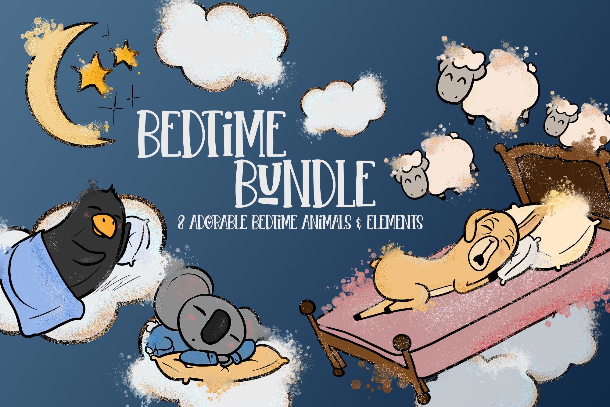 Bedtime Bundle| Bedtime Animals | Sleepy Animal Clipart