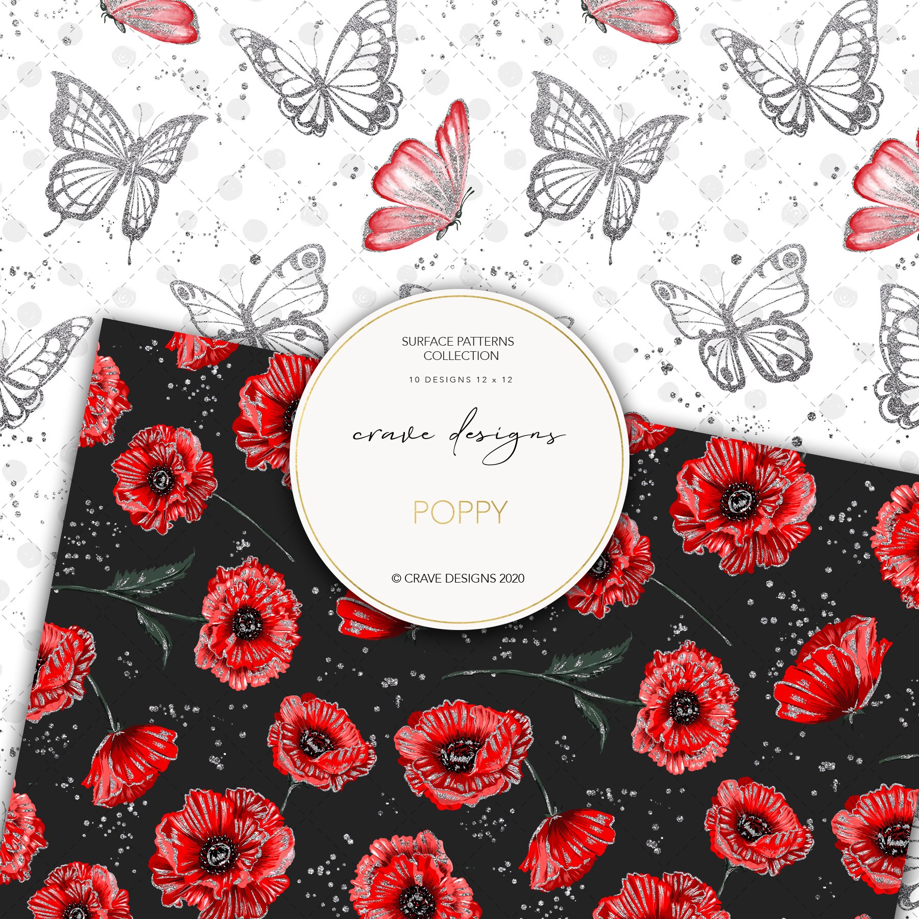 Poppy Seamless Patterns (515711) | Patterns | Design Bundles