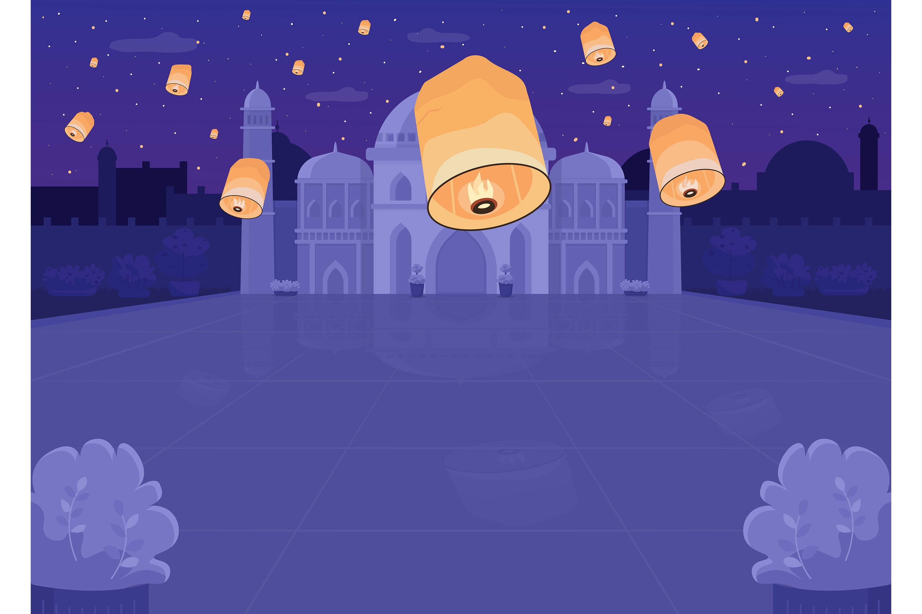 Lantern festival flat color vector illustration (962144 ...