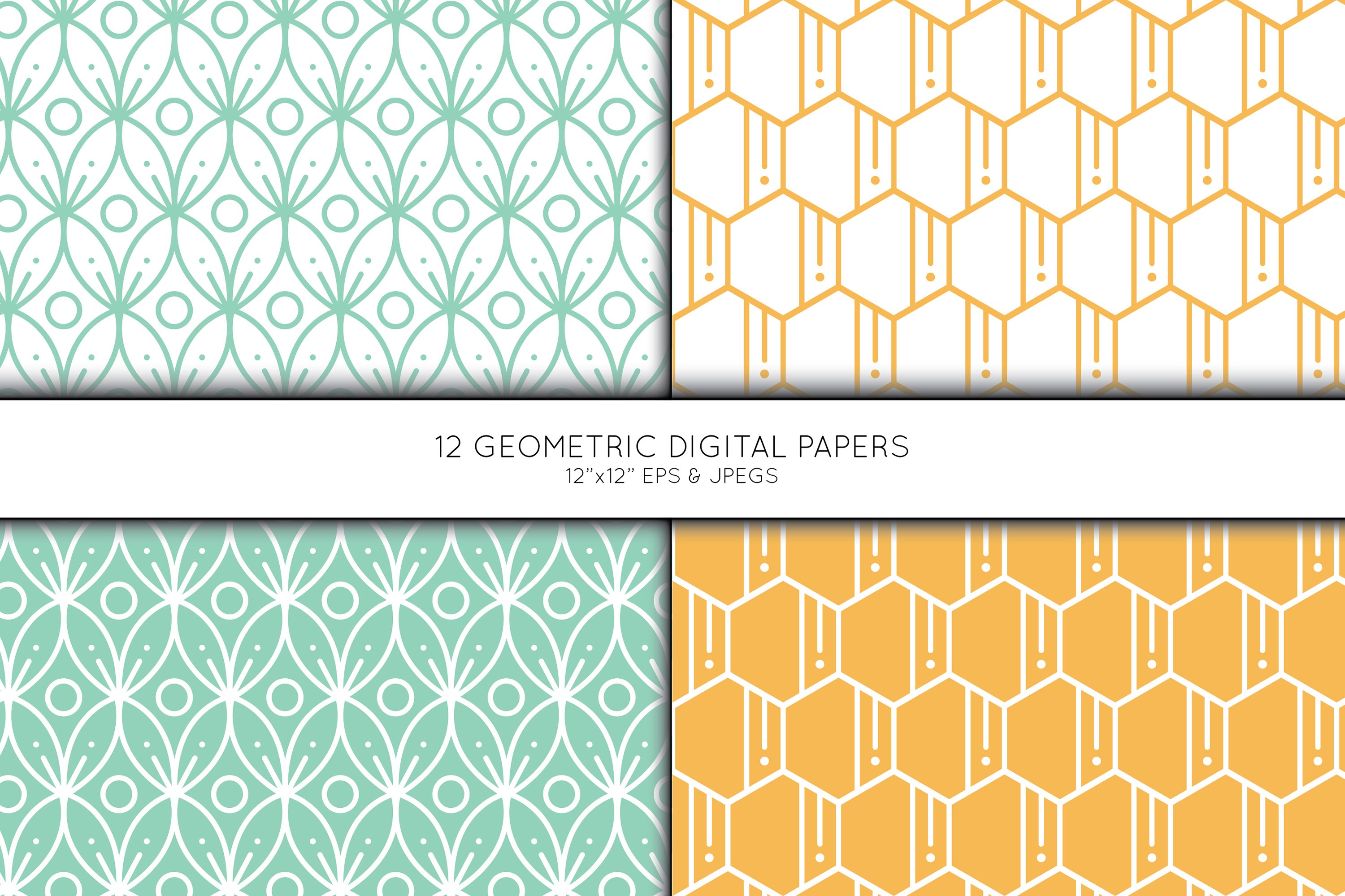 Geometric Digital Paper, Seamless pattern, Scrapbook paper (103280 ...