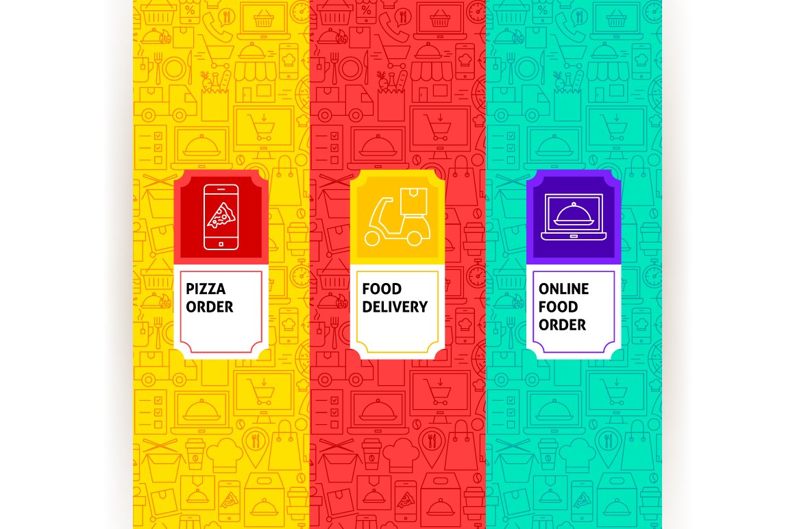 Food Delivery Line Tile Patterns (578829) | Patterns | Design Bundles