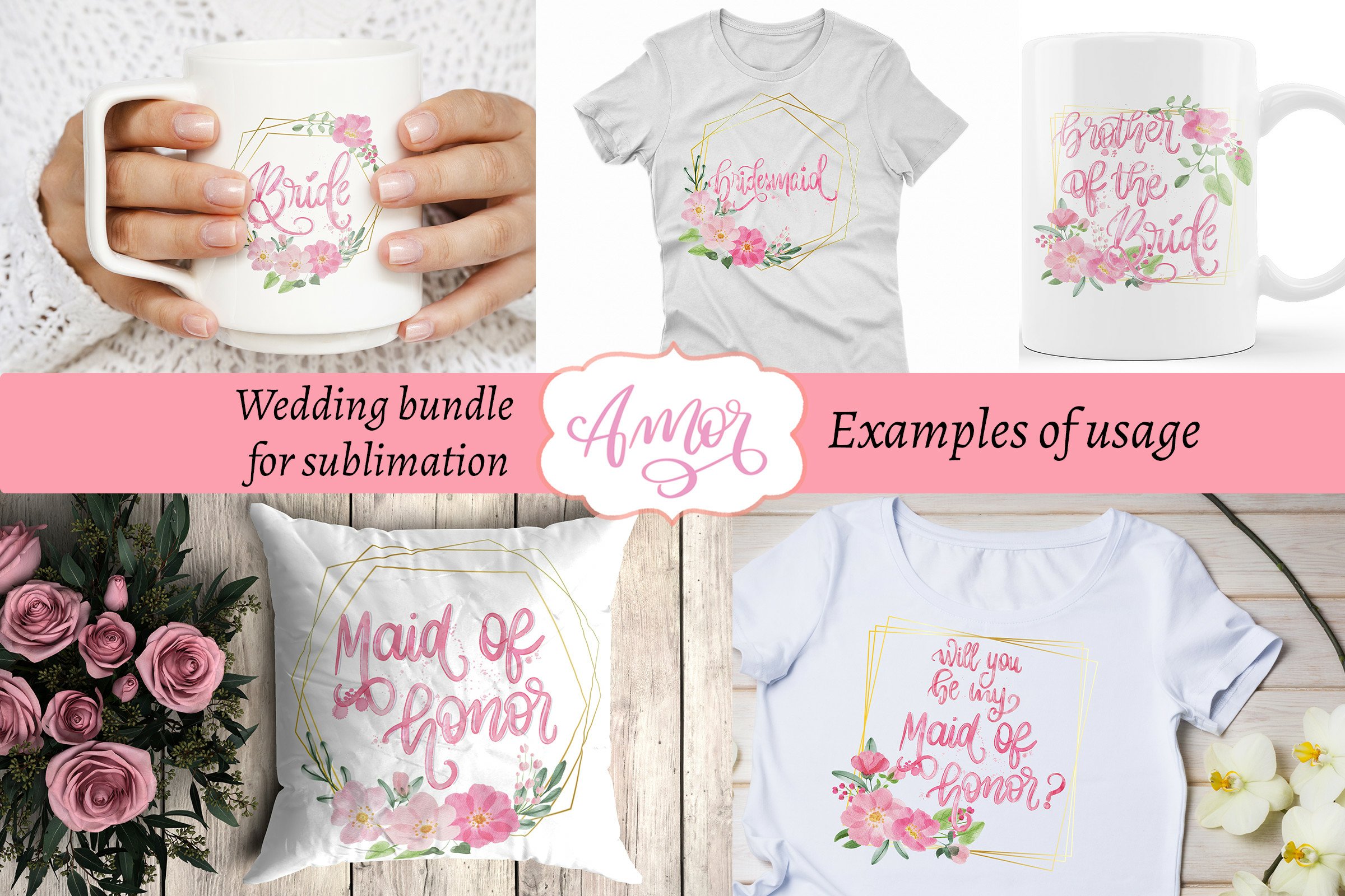 Wedding Bundle sublimation design, wedding party sublimation (1177182 ...