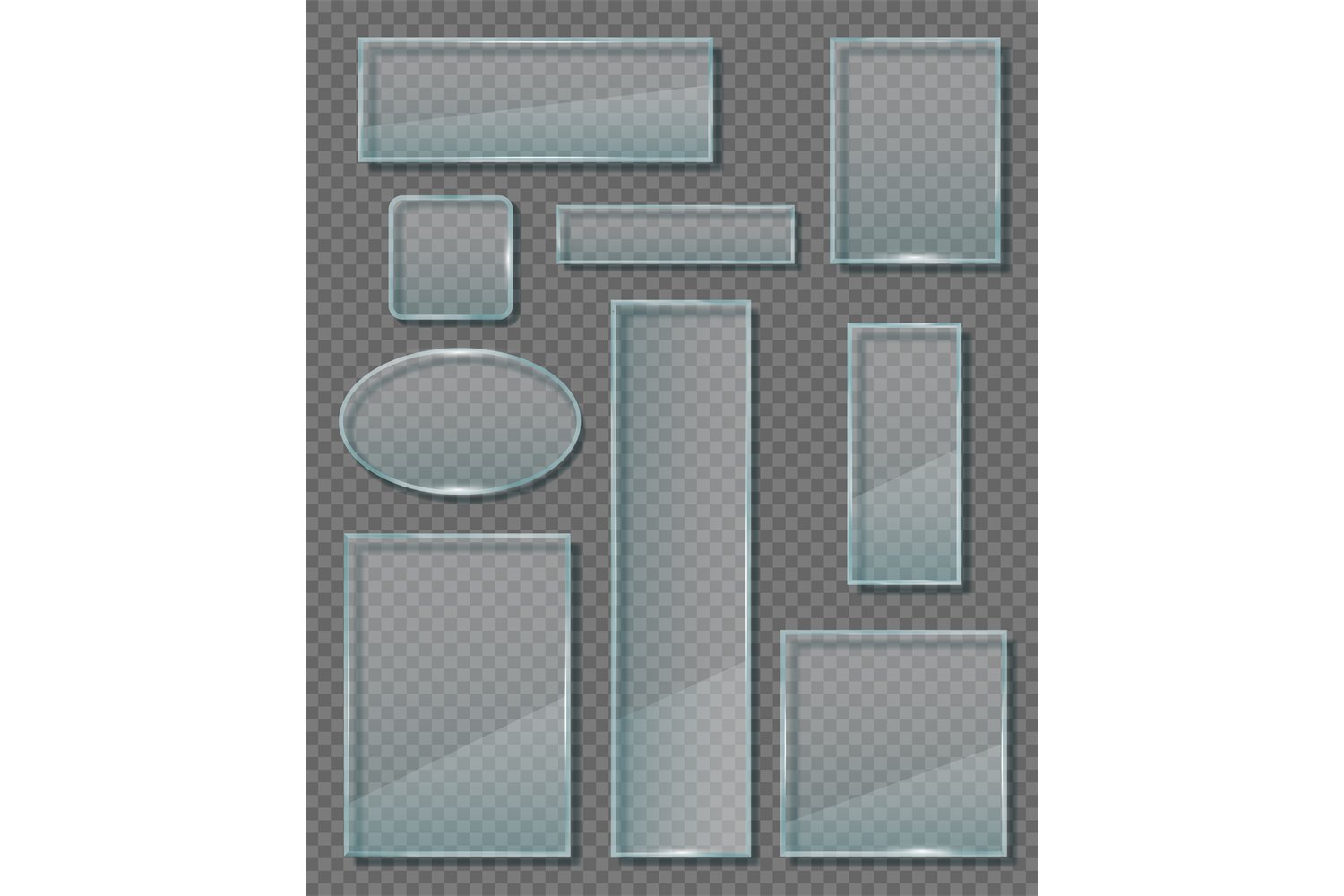 Glass plaque. Modern transparent walls panels different empt (1235673 ...