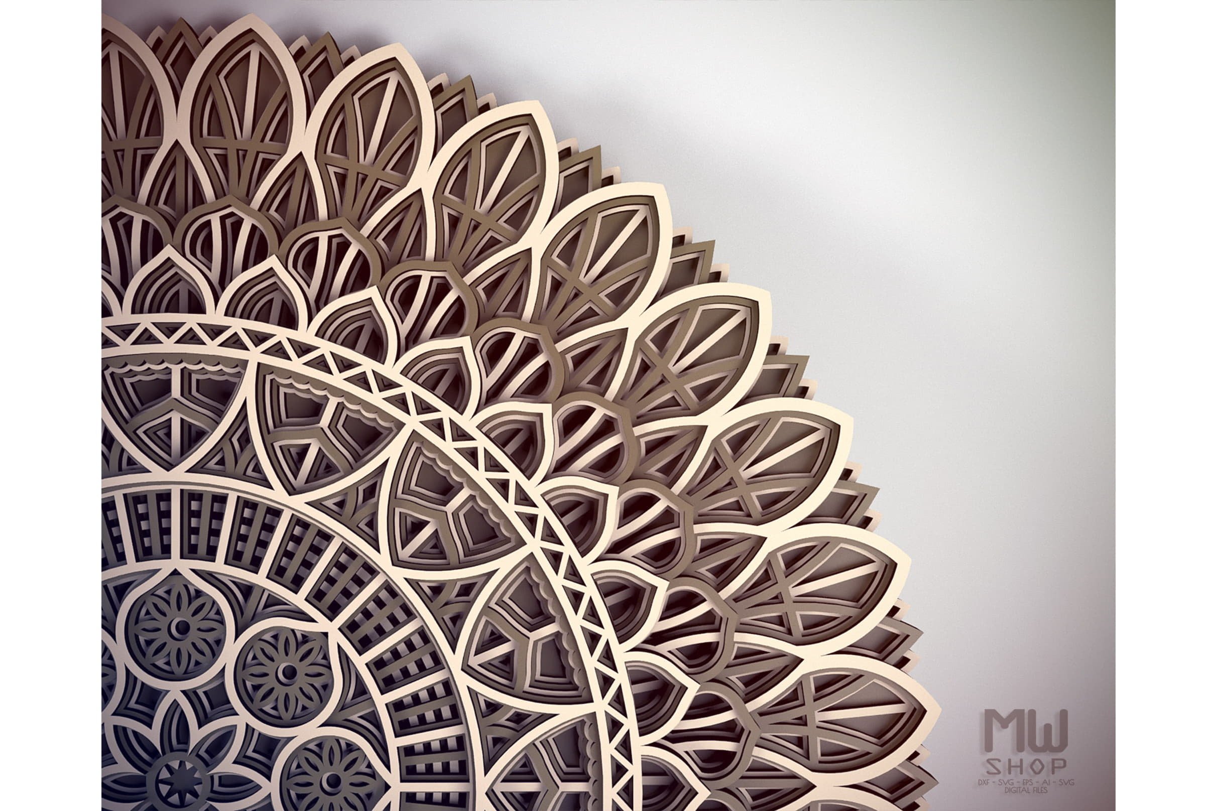 M15 - Flower Mandala DXF file, Multilayer Mandala Pattern (578816 ...