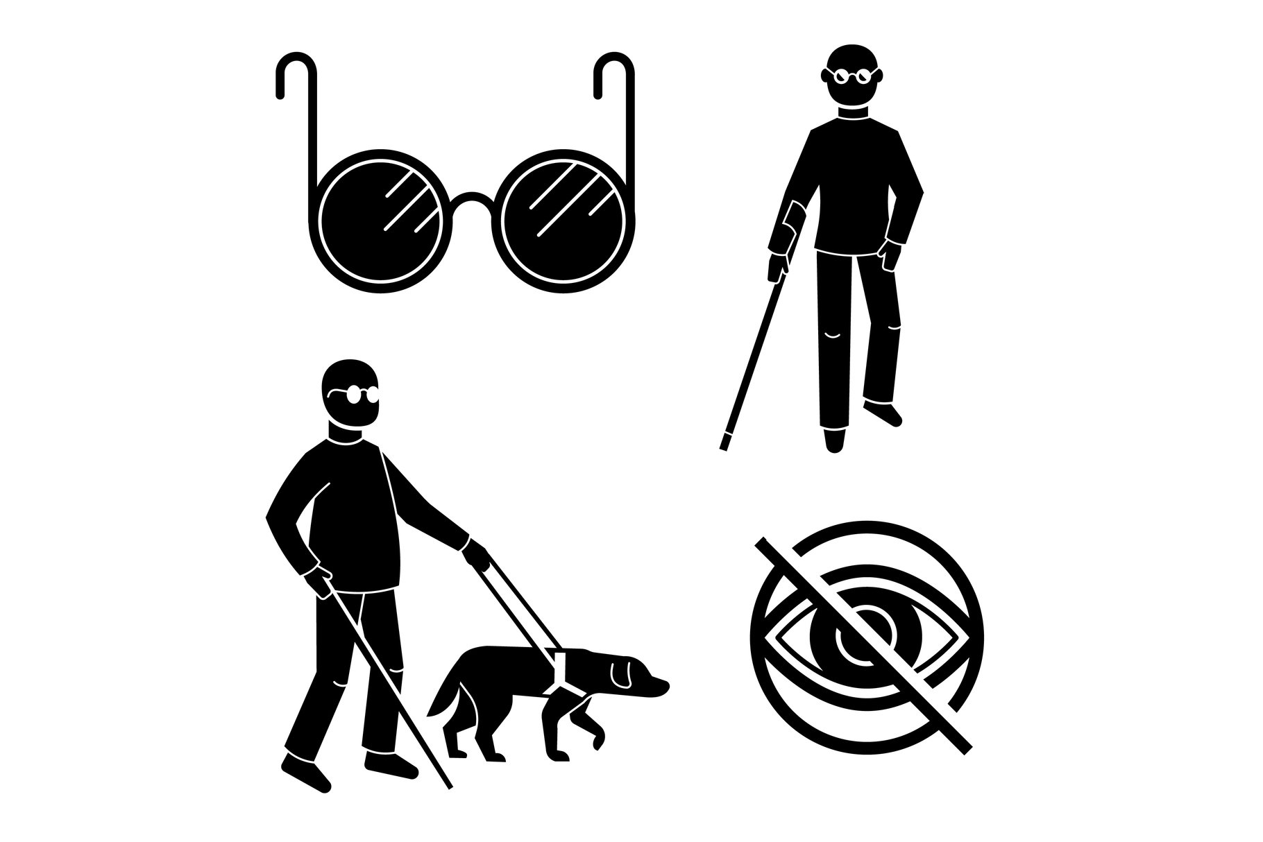 Blind people icons set, simple style (500367) | Icons | Design Bundles