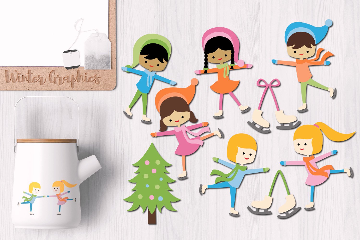 Winter ice skating / ice skater clipart graphics (89002 ...