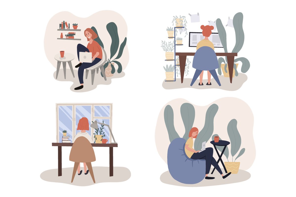 Colorful Freelance vector characters (809047) | Characters | Design Bundles