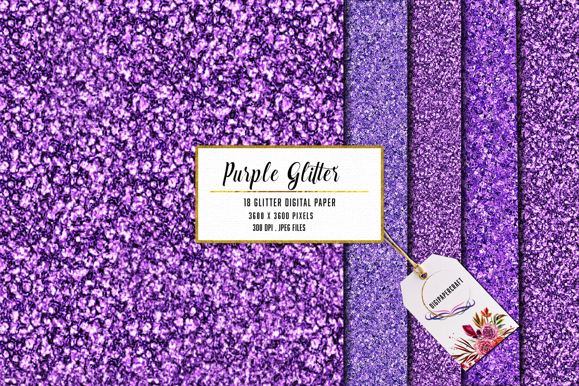 18 Luxury Purple Glitter Metallics. Sparkling Paper Set (608958 ...