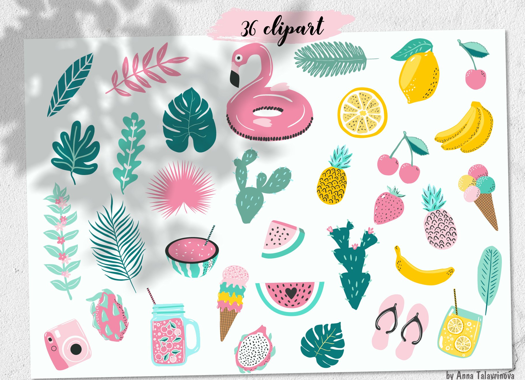 Summer clipart and patterns (422014) | Illustrations | Design Bundles