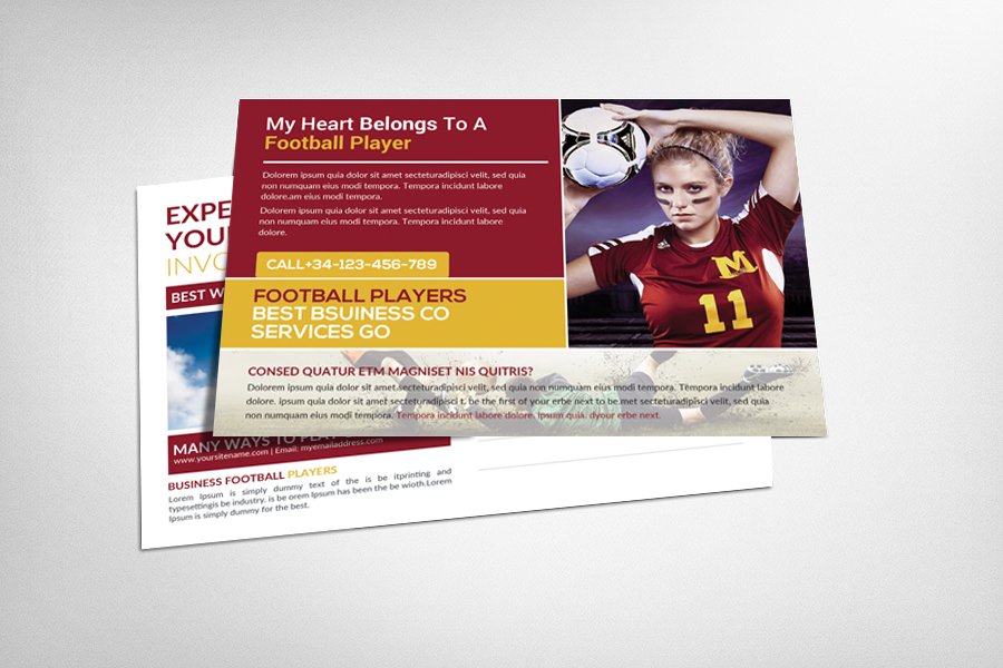 Football Players Postcard Template (458618) | Flyers | Design Bundles