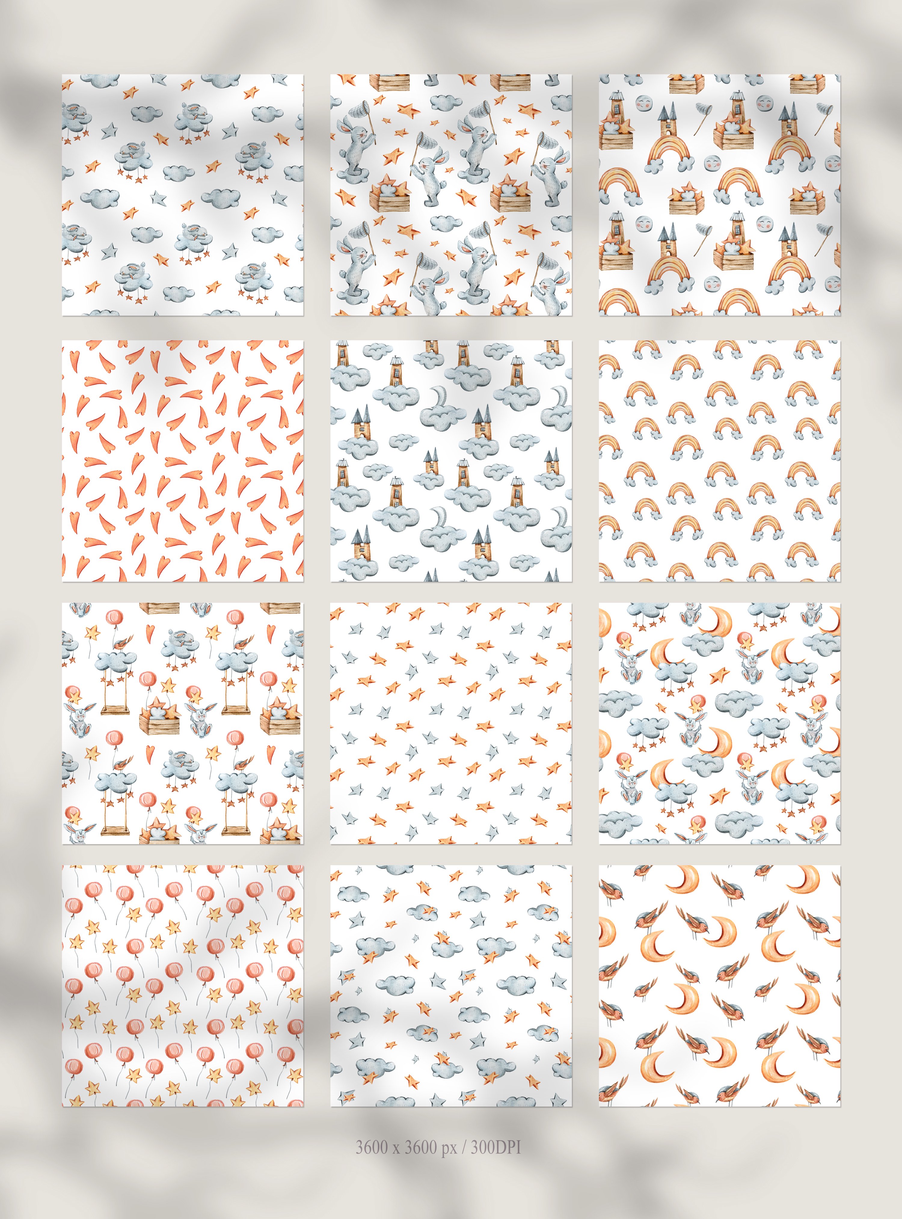 Watercolor bunny clipart. Seamless pattern, digital paper (792707 ...