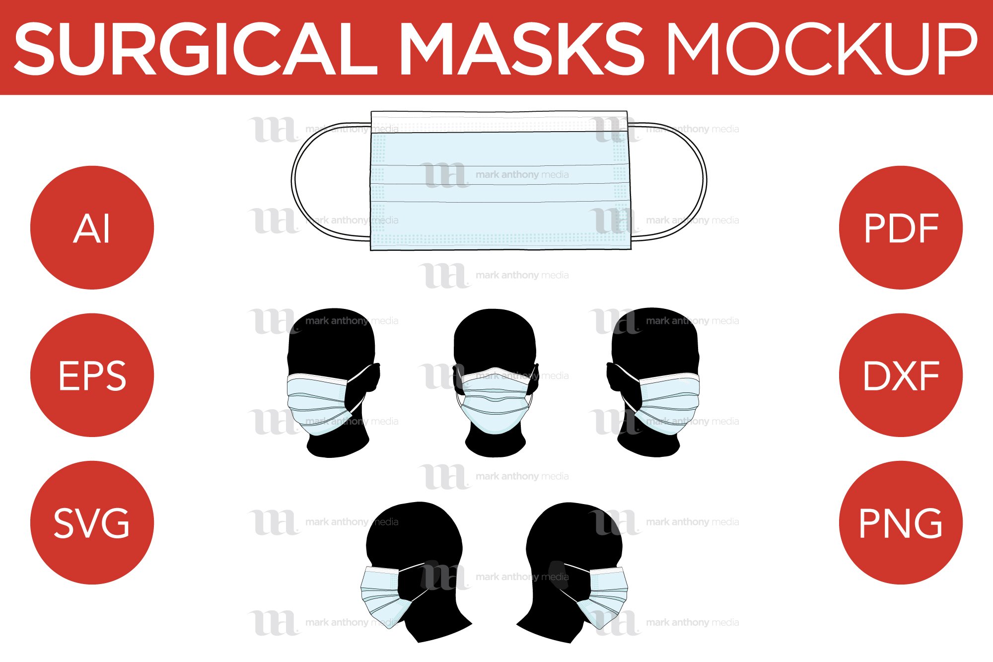 Surgical Masks - Vector Mockup Template (1162085) | Illustrations ...