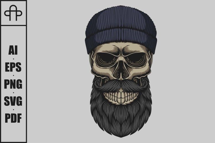 Skull bearded mustache head vector illustration (1131197 ...