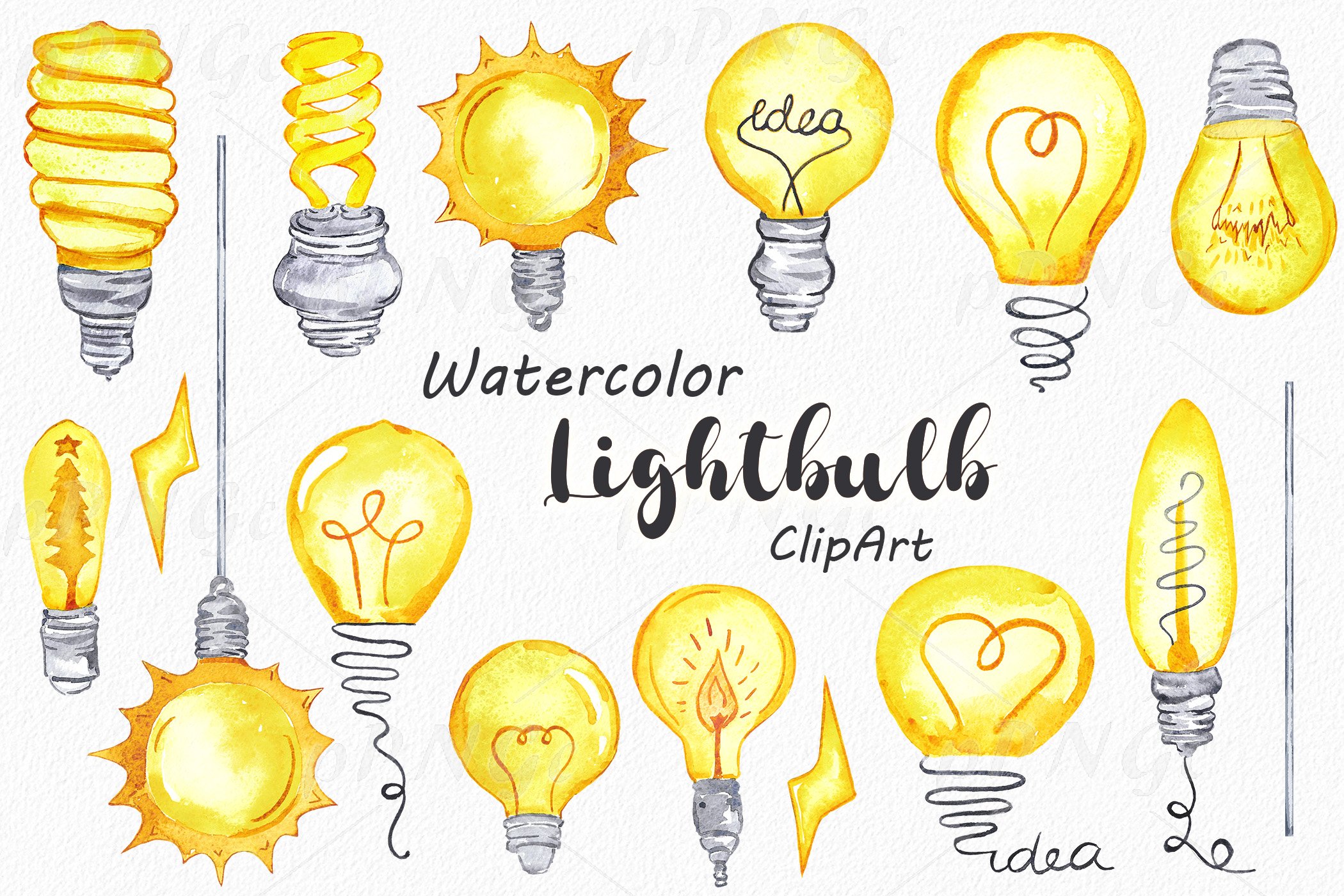 Lightbulb Clipart, Watercolor light bulb clip art, idea (2314174 ...