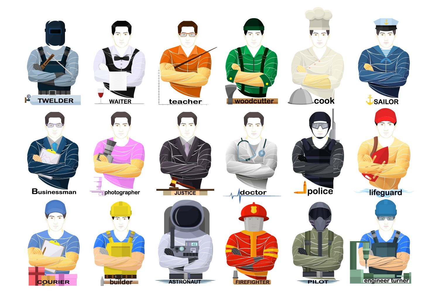 Set of people with different professions (1748451) | Vectors | Design ...