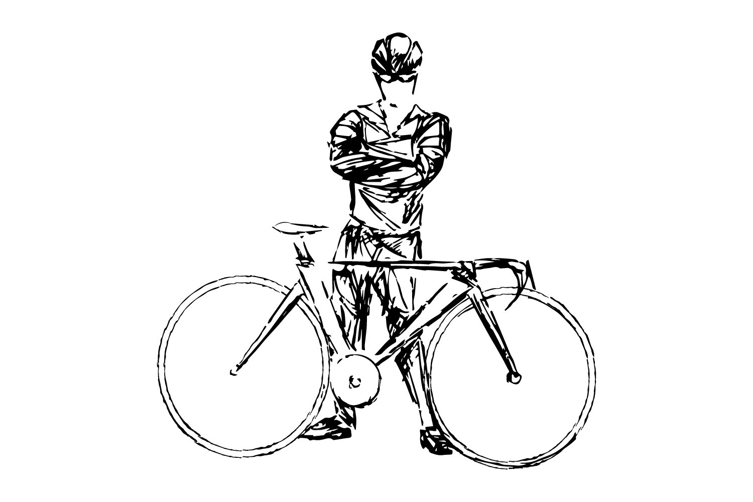geometric bicyclist, cyclist, cycle sketch isolated. (1800092 ...