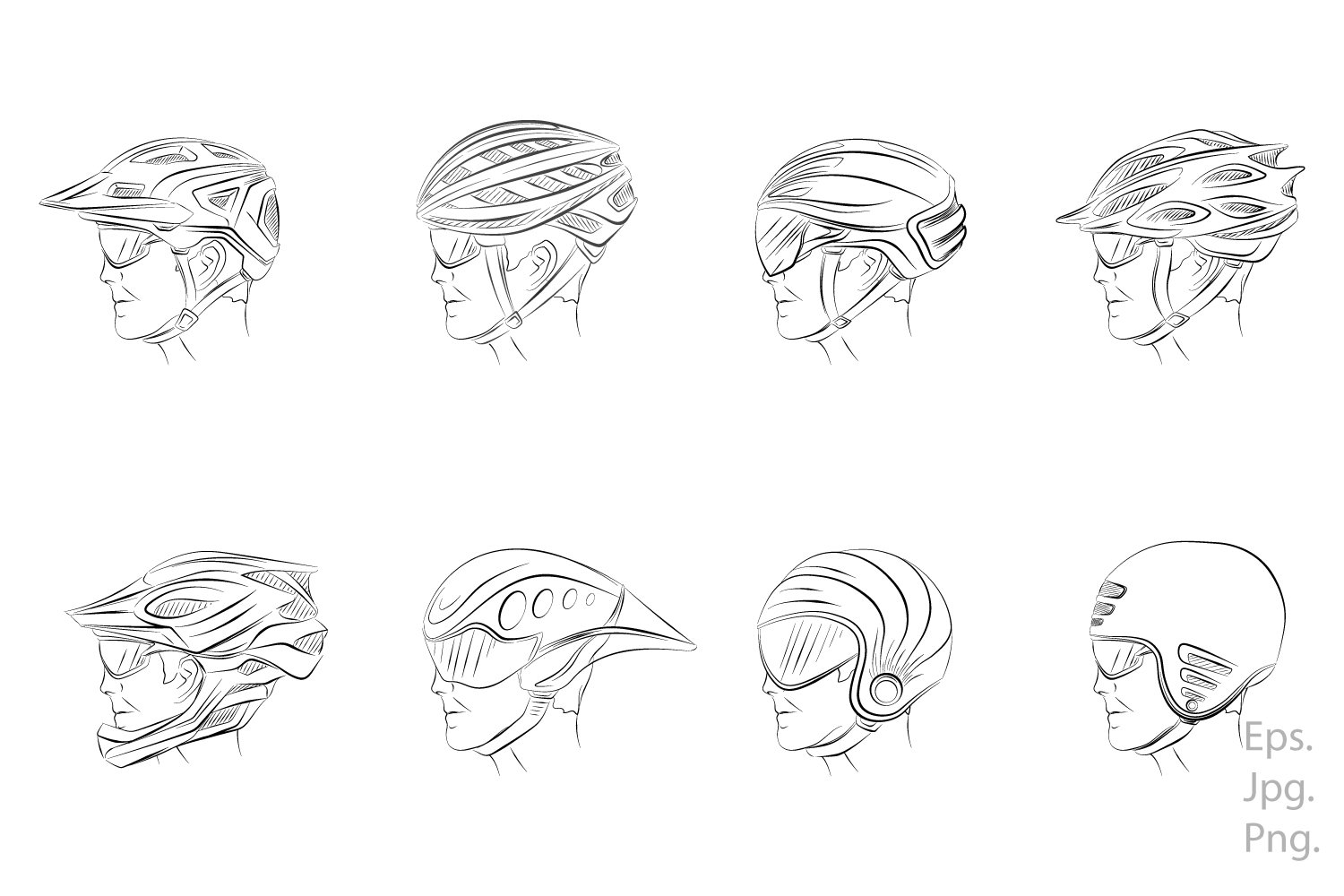 Sketch set of bicycle helmets (2160766)