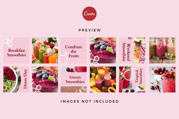 Smoothies 15 Instagram Post Canva Template