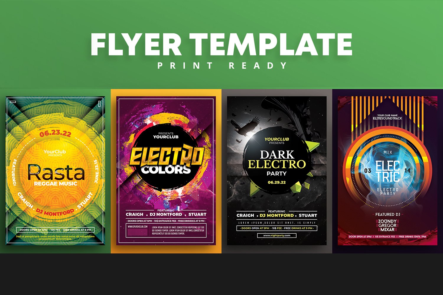 Reggae Club Flyer Background Designs