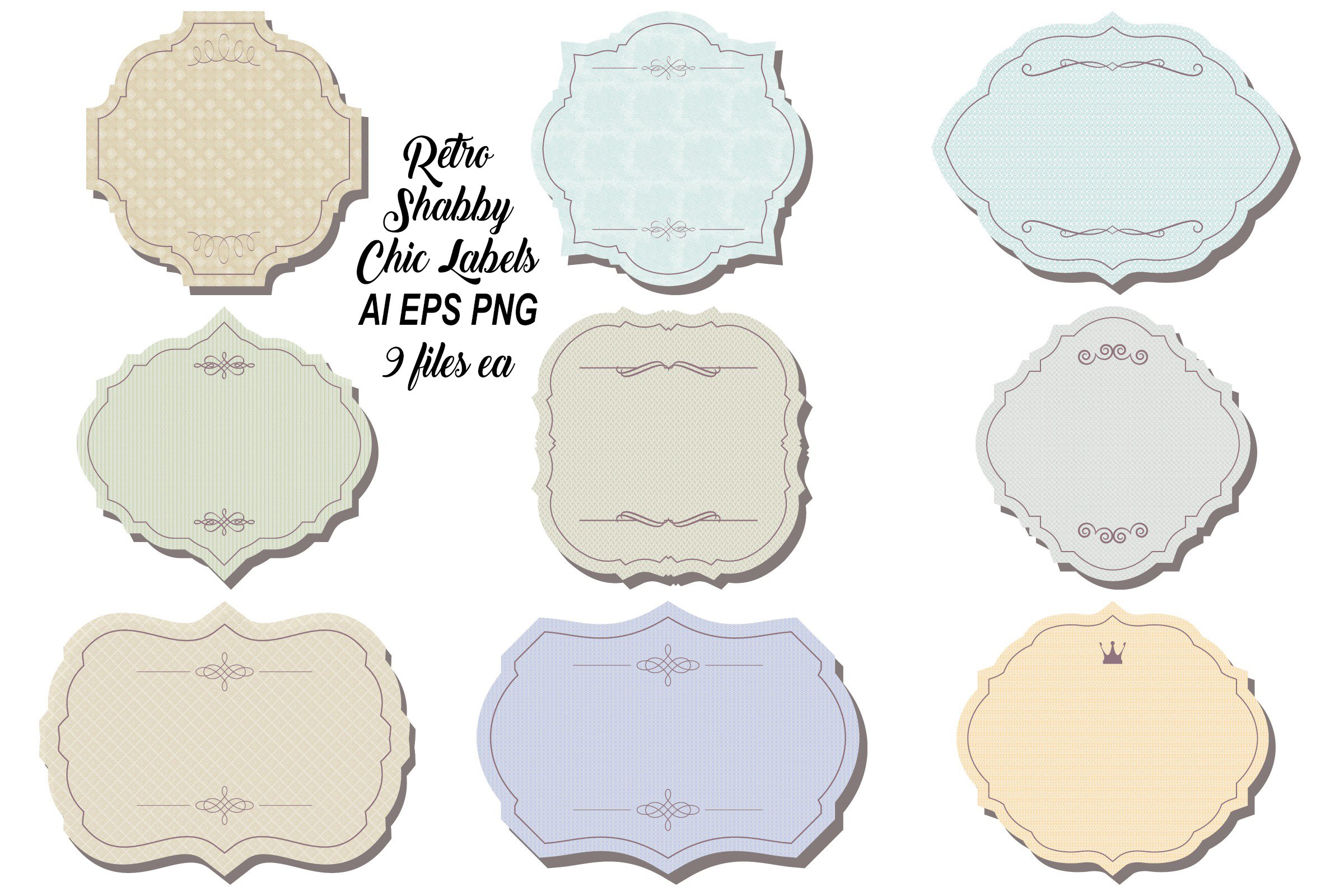 Retro Shabby Chic Labels AI EPS PNG (389060) | Illustrations | Design ...