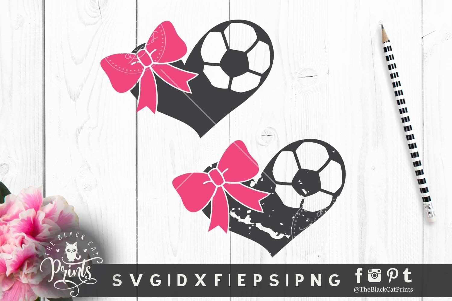 Soccer Ball - Hearts With Bow SVG | Distressed Soccer SVG (163302 ...