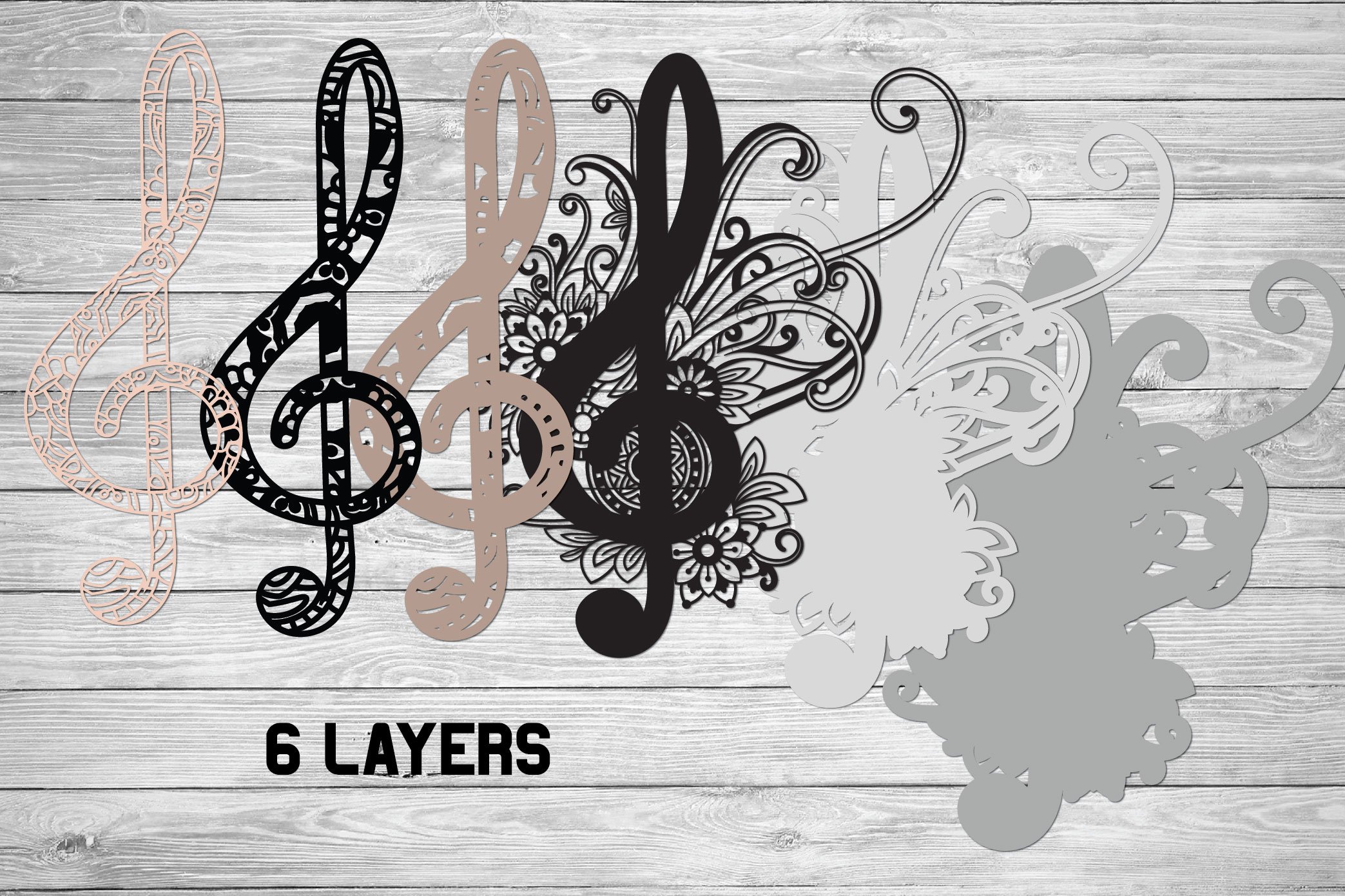 3d Layered Treble Clef | Multi Layer Music SVG Cut File (600748) | Cut ...