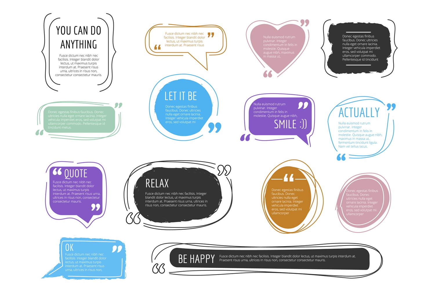 Message frames. Quote boxes colorful design templates modern (1328920 ...