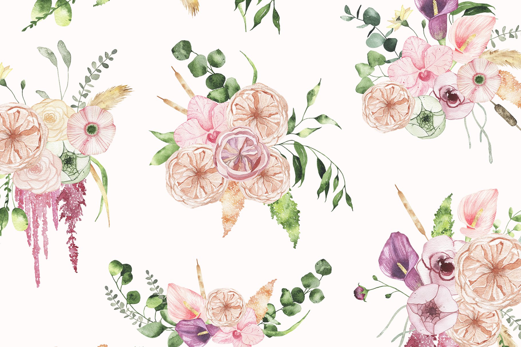 Valentines Day - watercolor floral clipart (431021) | Illustrations ...