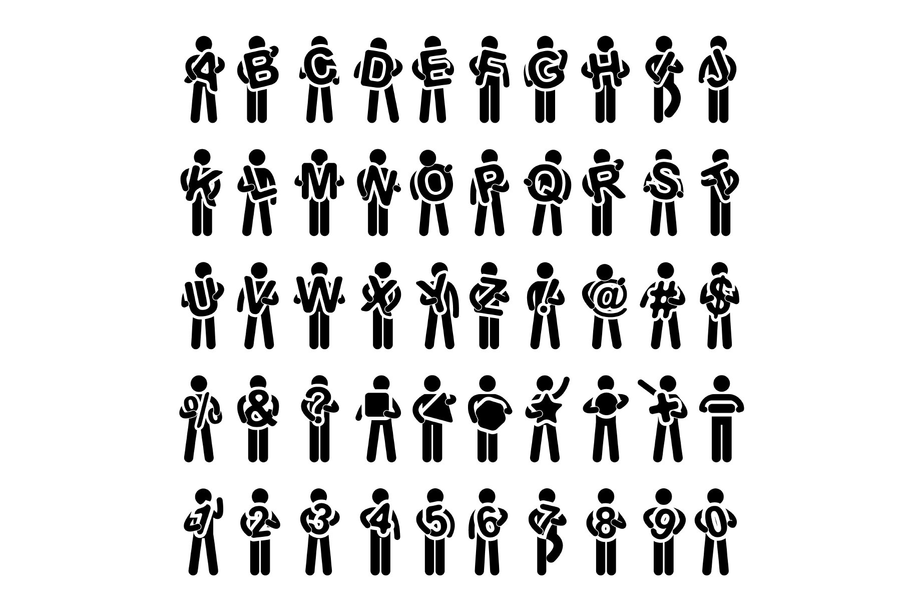 Man Carrying Holding Alphabet A-Z Symbols Numbers Text (733119) | Icons ...