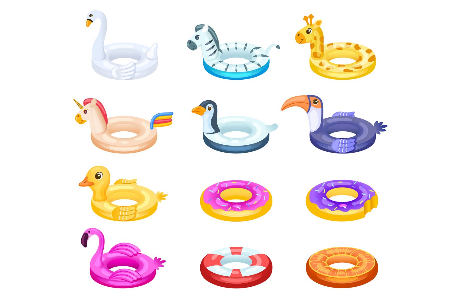Rubber rings. Swimming ring, inflatable lifesaver for pool.