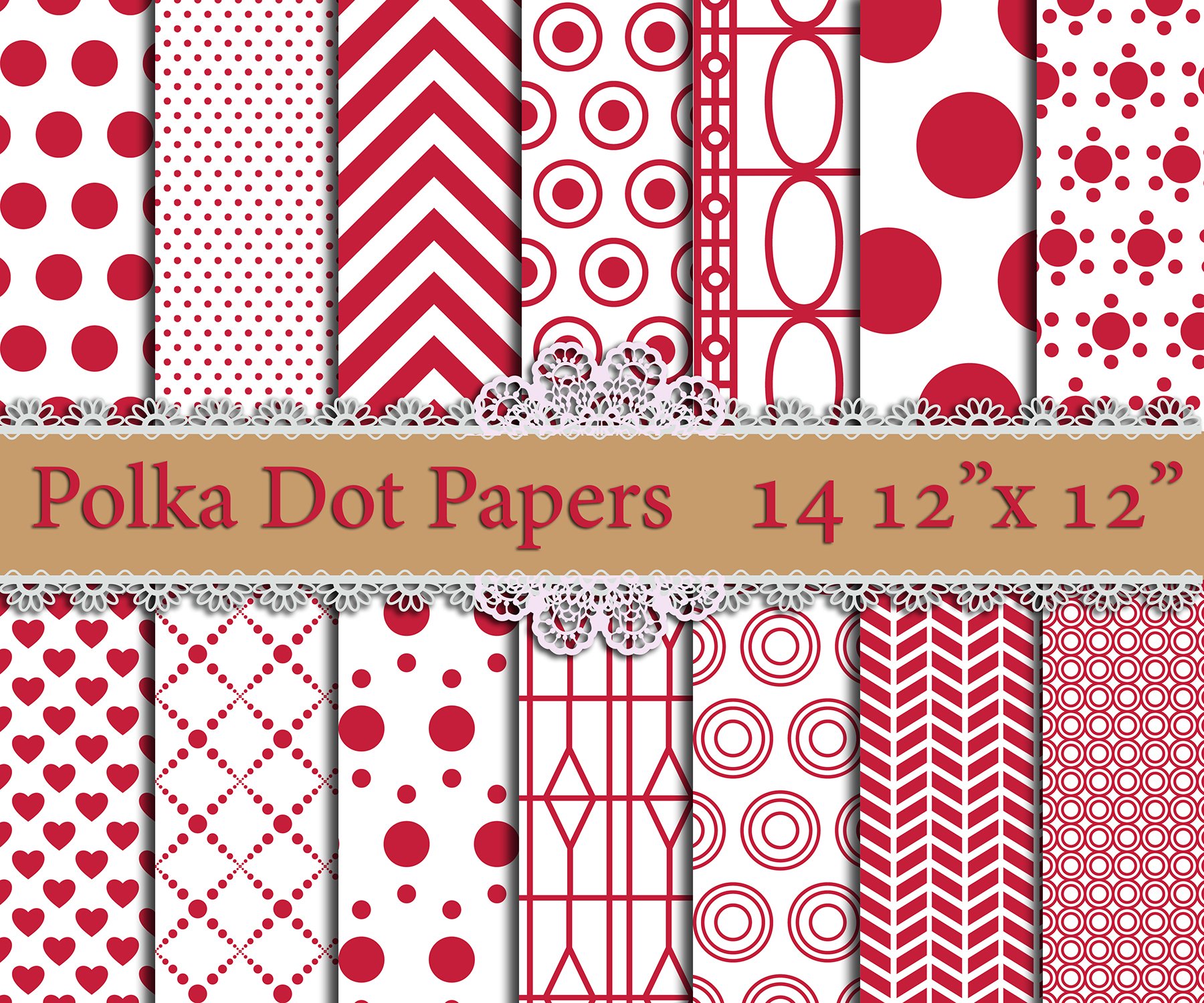 Red Polka Dot digital paper (30823) | Backgrounds | Design Bundles