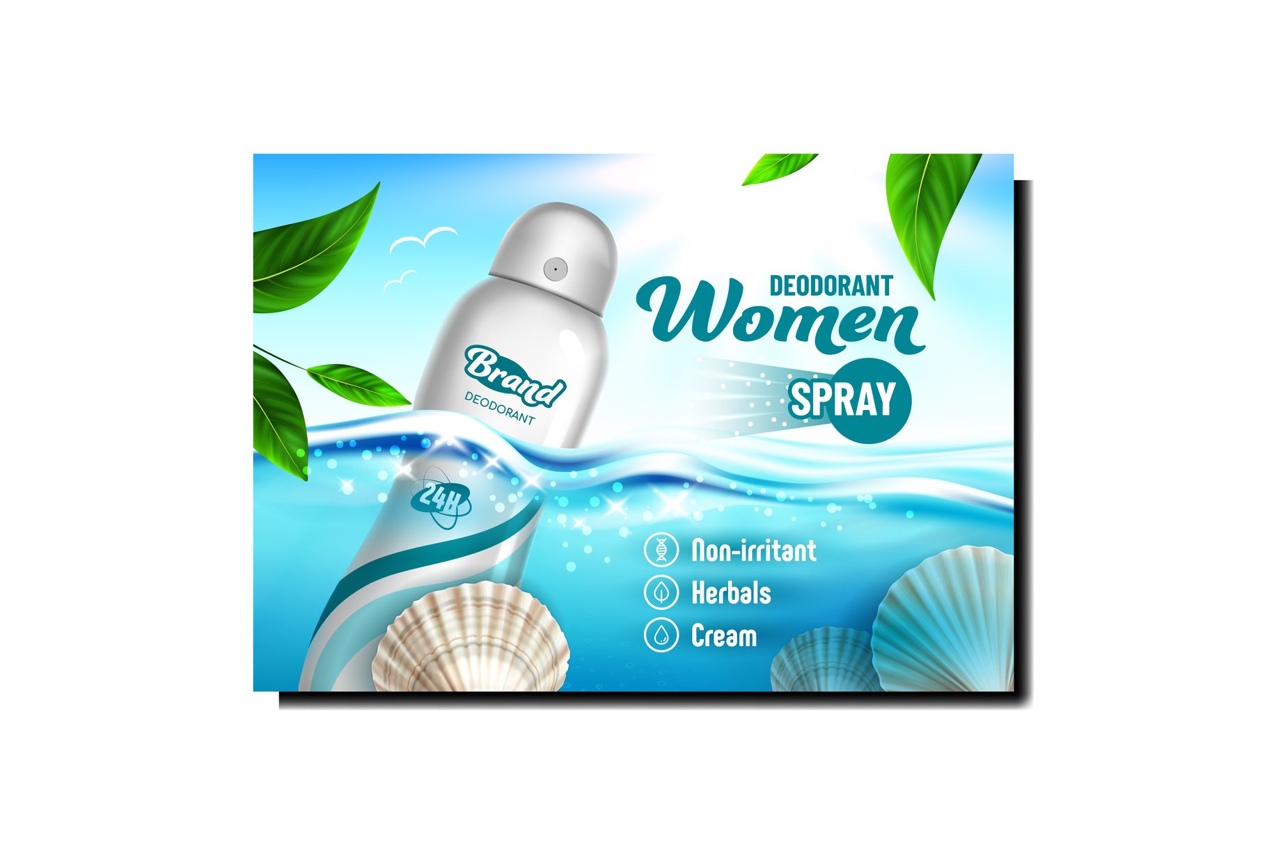 Deodorant Spray For Woman Promo Banner Vector (899113) | Illustrations ...