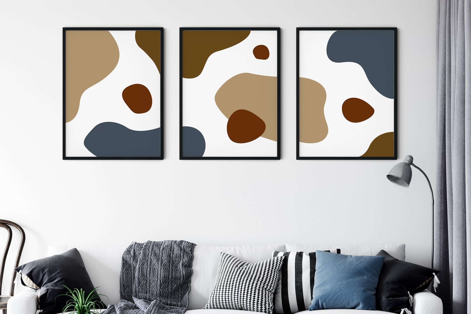 Set of 3 Abstract Shapes Prints, Neutral Wall Art (1155616 ...