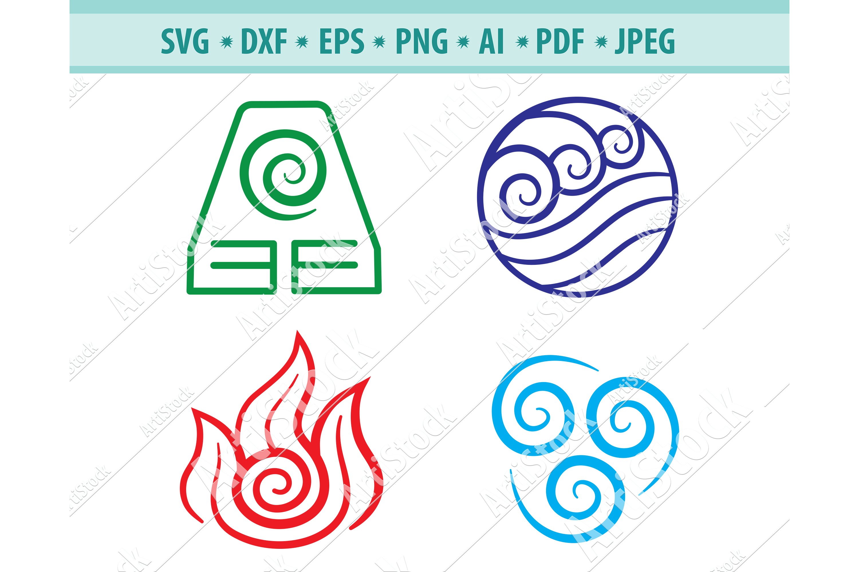 Avatar Aang Element Symbols