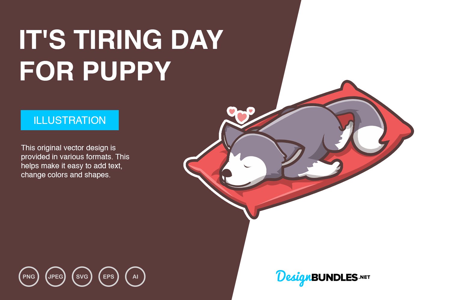 It's Tiring Day For Puppy Vector Illustration