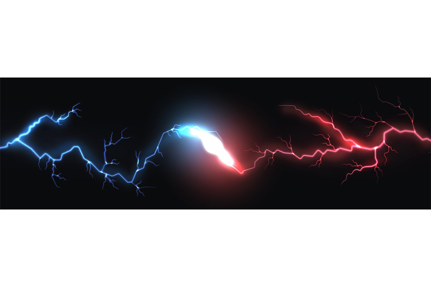 Lightning. Collision of blue and red thunderbolts. Flash and (2180208 ...