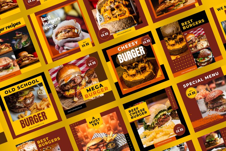 Burger 15 Instagram Square Canva Templates