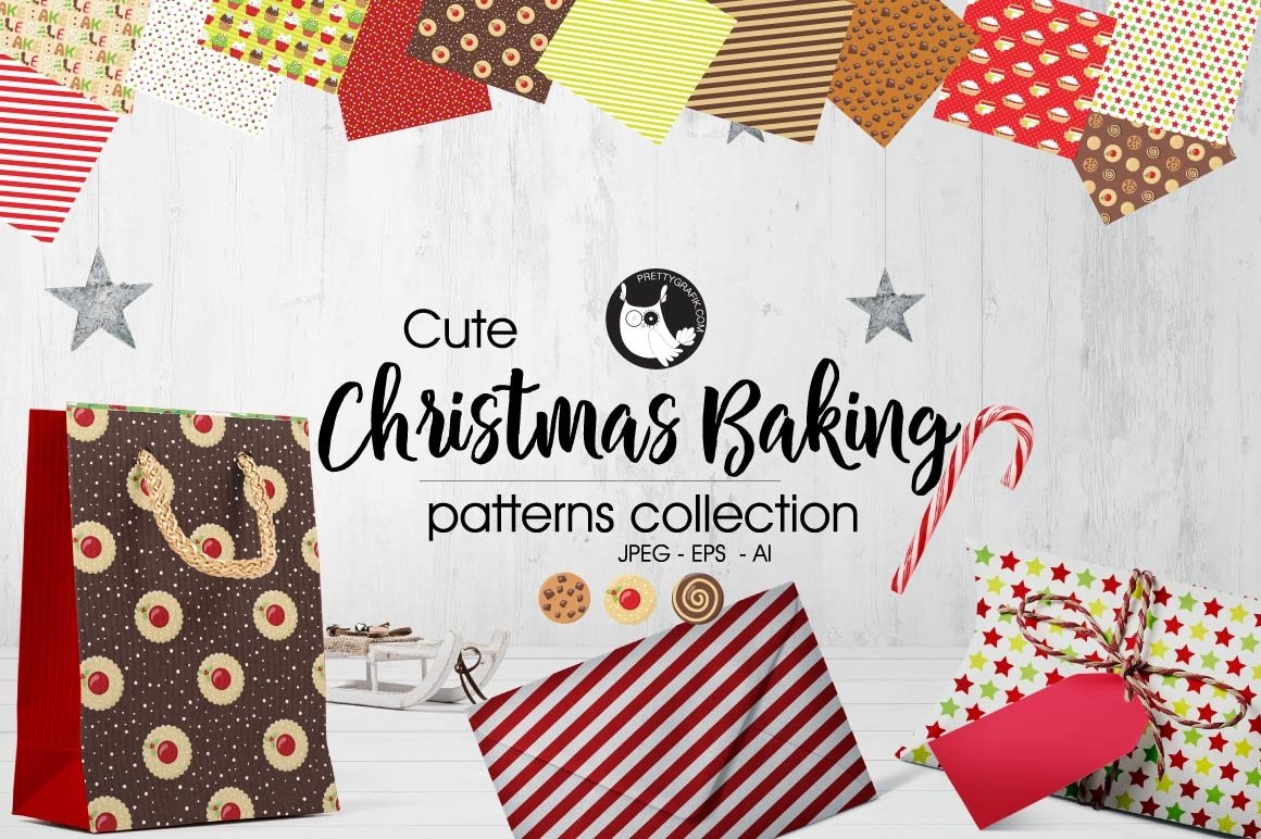 CHRISTMAS-BAKING , digital papers (42126) | Patterns | Design Bundles