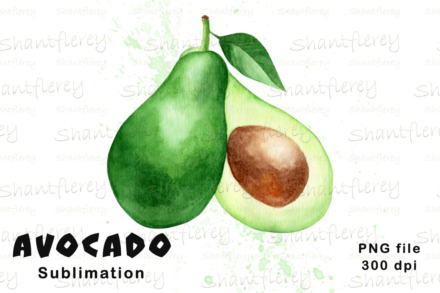 Avocado Sublimation, Watercolor Avocado Print, Avocado PNG, (1346367 ...