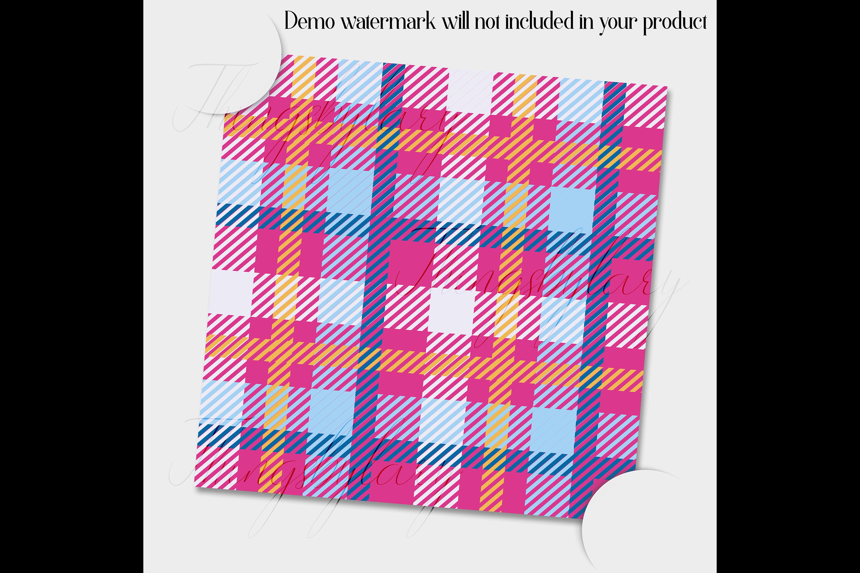 24 Pink and Blue Plaid Digital Papers, Tartan, Gingham (135057 ...