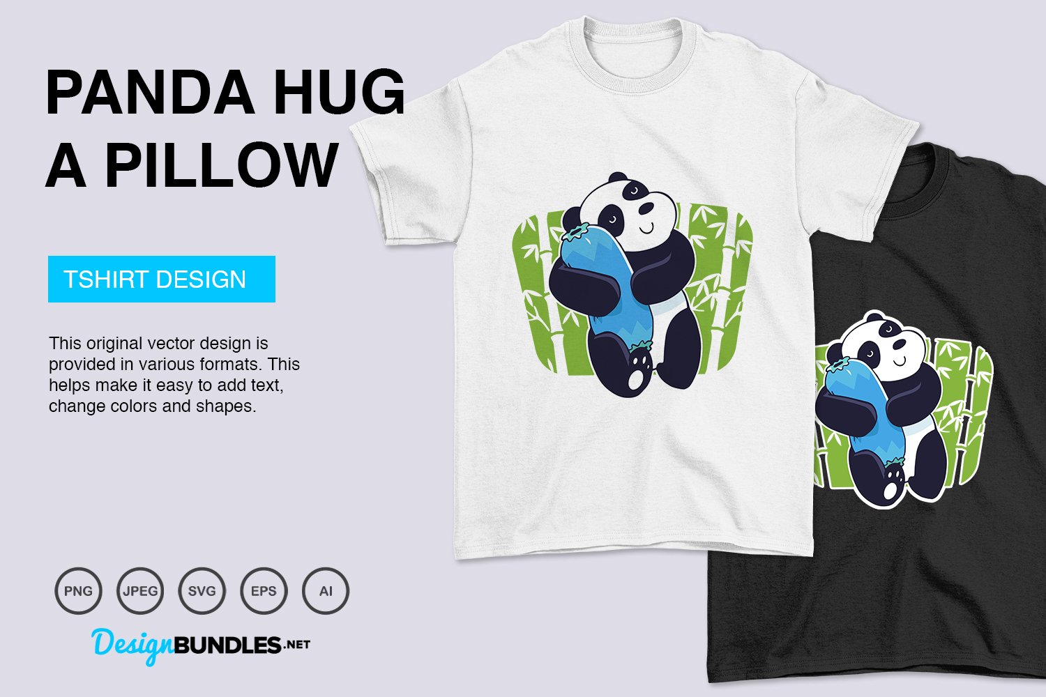 Panda Hug A Pillow Vector Illustration