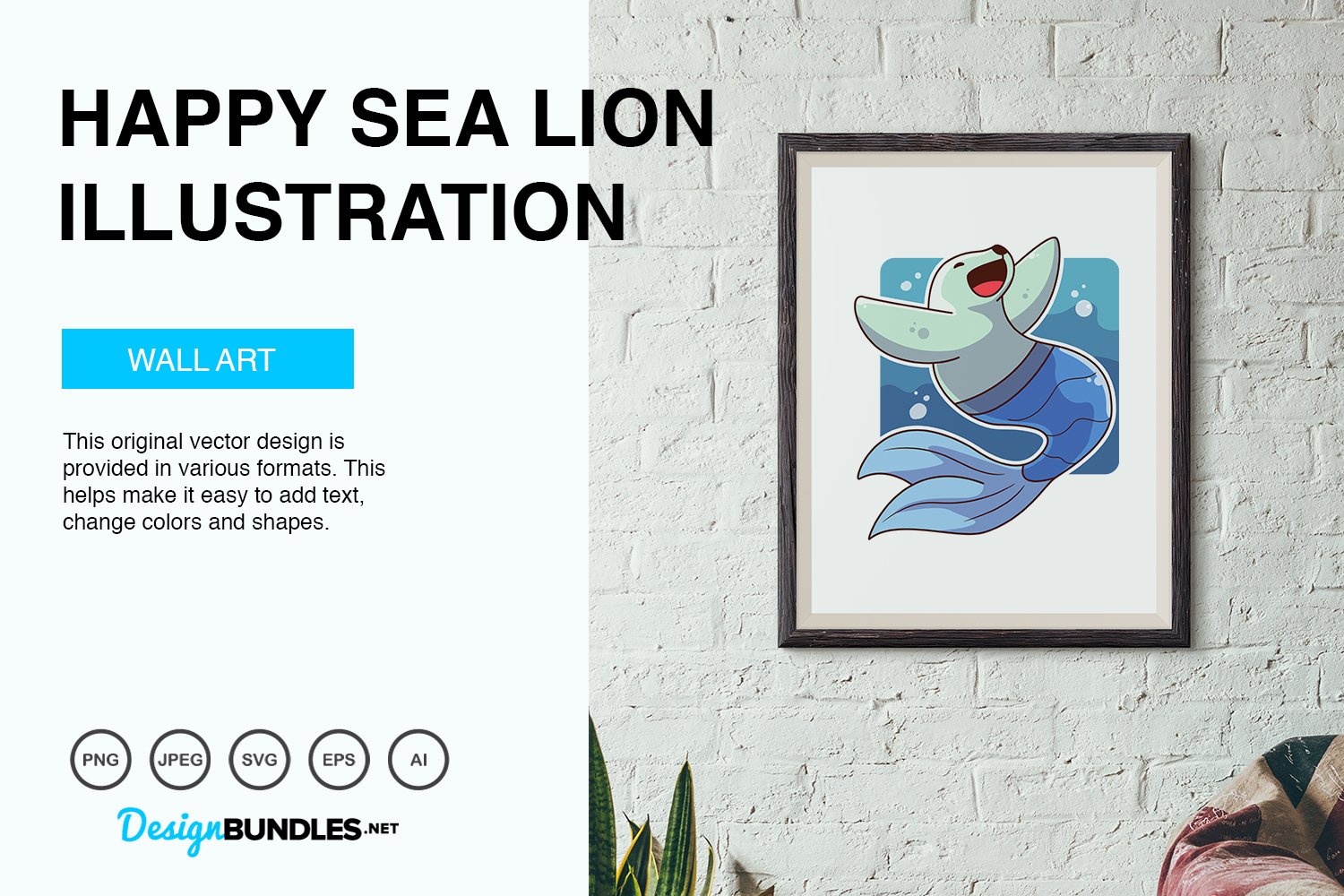 Happy Sea Lion Vector Illustration